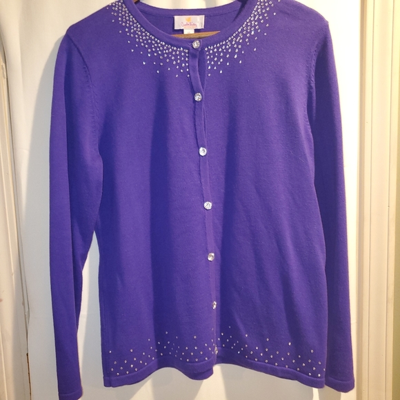 Quacker Factory | Sweaters | Quaker Factory Womans Purple Cotton ...